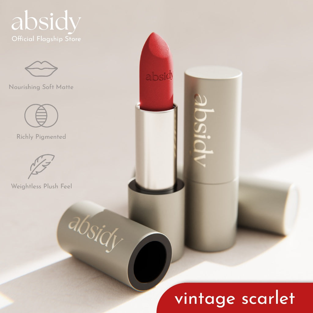 Absidy Cashmere Kiss Matte Lipstick in Vintage Scarlet | Luxe Organix ...